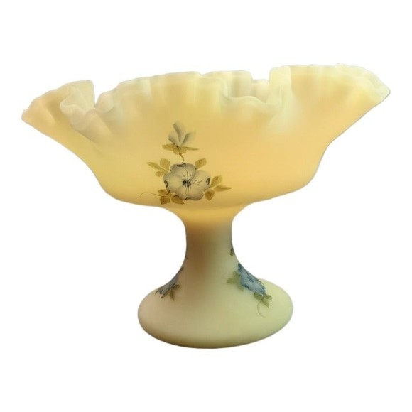 Fenton | Accents | Vintage Fenton Handpainted Blue Dogwood On Cameo ...
